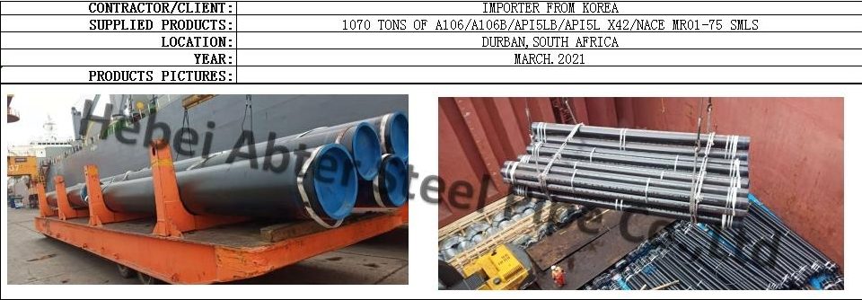 A106 / API 5LB / API 5L X 42 Tubería SMLS para el cliente de Corea ...